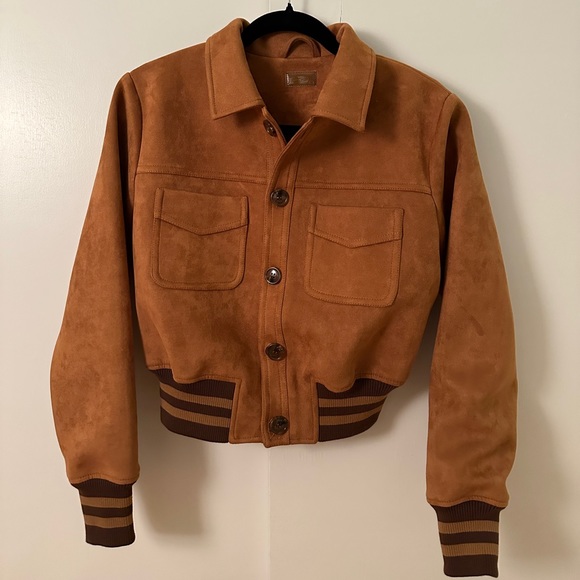 MOTHER | Jackets & Coats | Mother Suede Brown Cropped Bomber Jacket ...